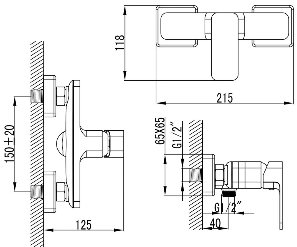 Aqualine FACTOR nástěnná sprchová baterie, chrom FC411