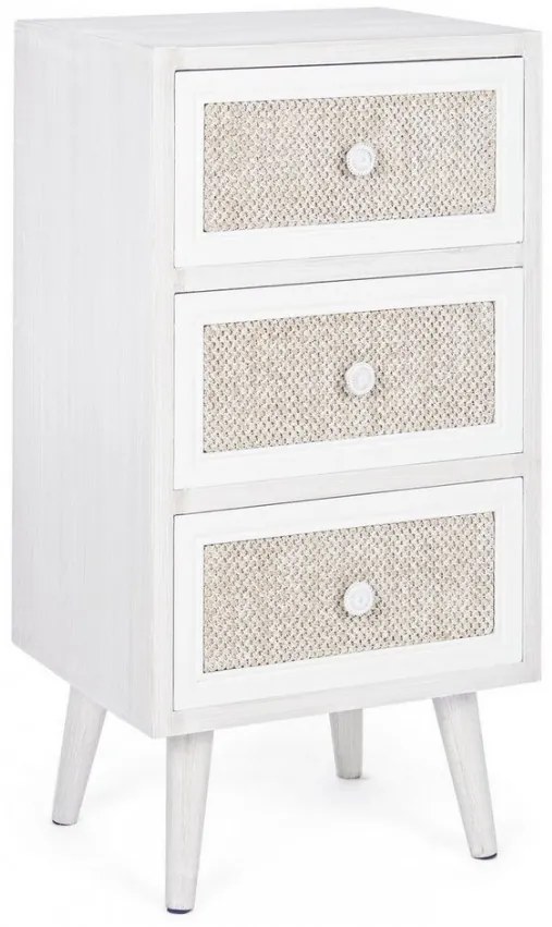 BIZZOTTO bílá komoda MONITEL se 3 šuplíky 0744876