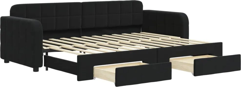 Válenda s přistýlkou a zásuvkami černá 80 x 200 cm samet 3196974