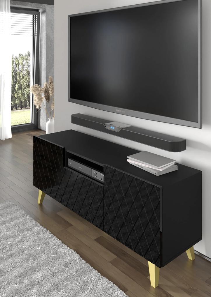 TV stolek/skříňka Dintanna 145 (černá + lesk černý). 1067333