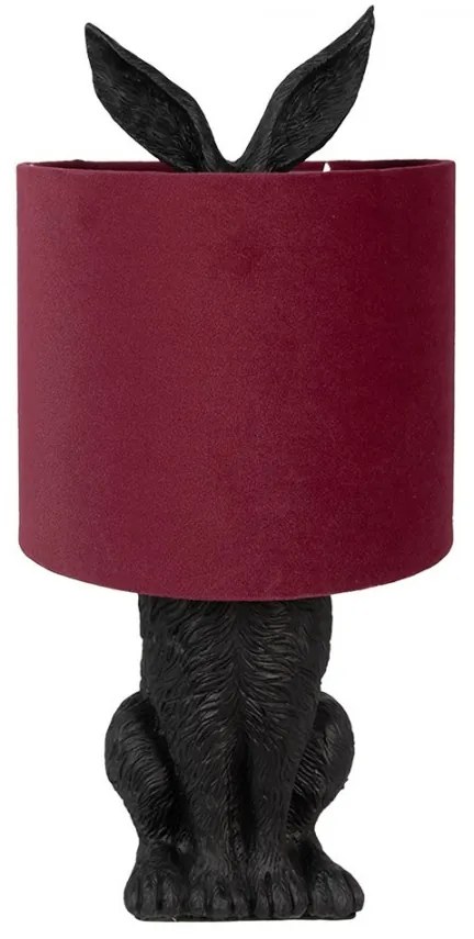 Černá stolní lampa králík s vínovým stínidlem Rabbi - Ø 20*43 cm