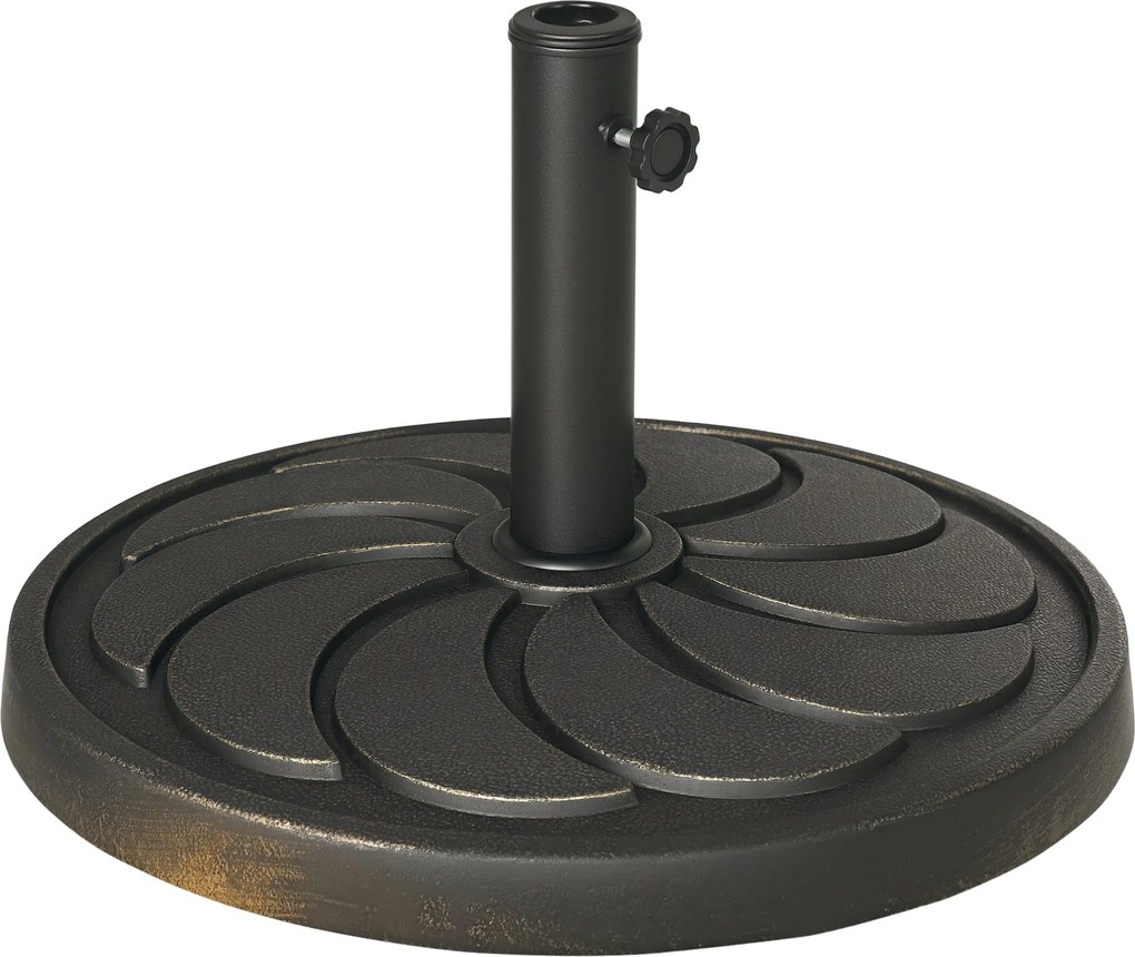 Stojan na slunečník Outsunny, 18 kg, kulatá základna pro slunečníky s průměrem Ø38/48 mm, kulatý stojan na zahradní slunečník na balkon, pryskyřice, b