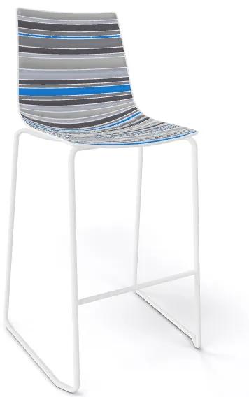 GABER - Barová židle COLORFIVE ST - nízká, šedomodrá/chrom