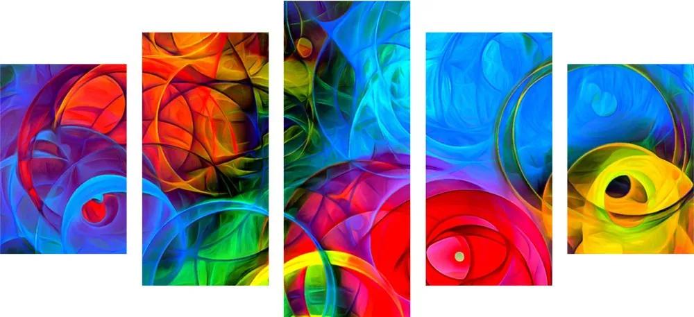 5-dílný obraz abstrakce plná barev Varianta: 200x100