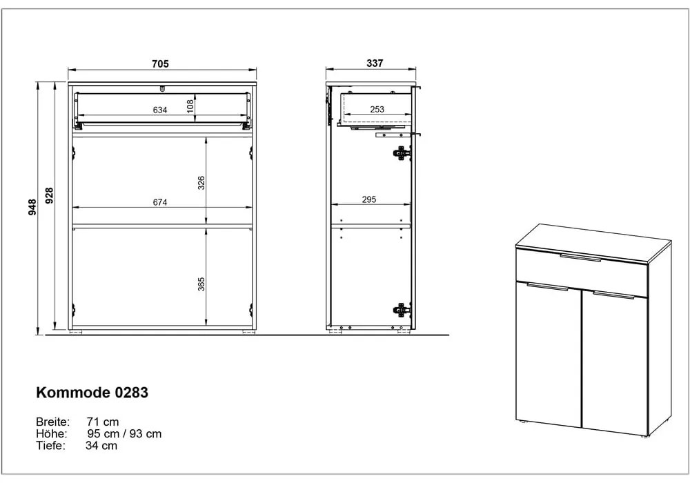 Antracitová vysoká závěsná koupelnová skříňka 71x95 cm Crandon – Germania