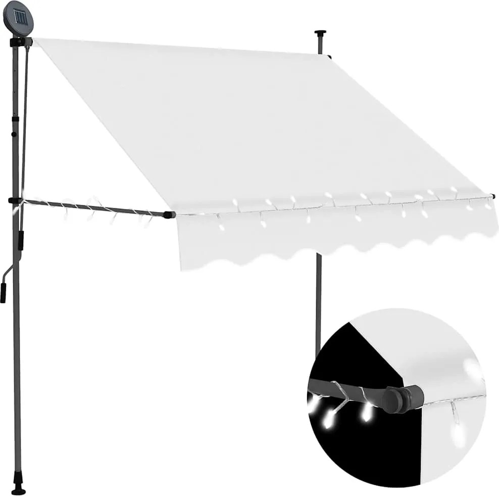 Ručně zatahovací markýza s LED světlem 100 cm krémová 145869