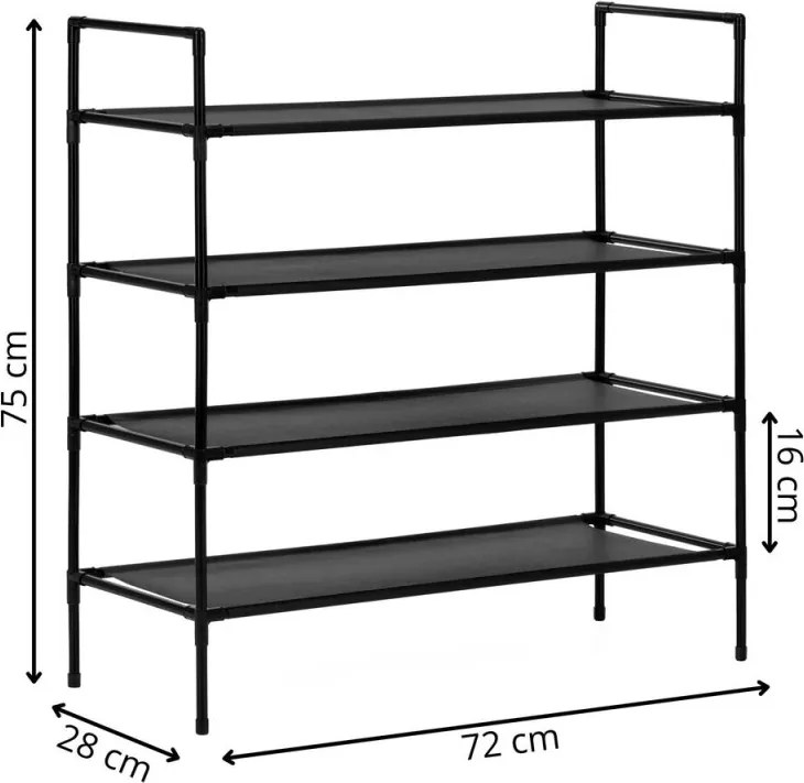 Botník 4 police SPRINGOS HA7549 černý