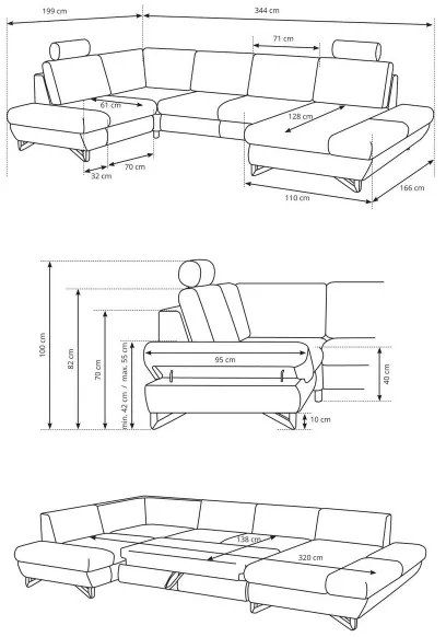 Rozkládací rohová čalouněná sedací souprava s úložným prostorem do U AVESTA šedá