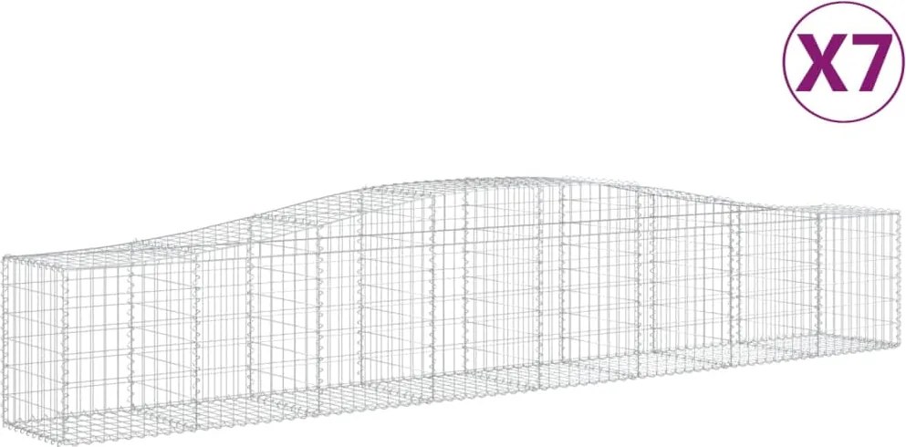 Klenuté gabionové koše 7 ks 400x50x60/80 cm pozinkované železo 3145935