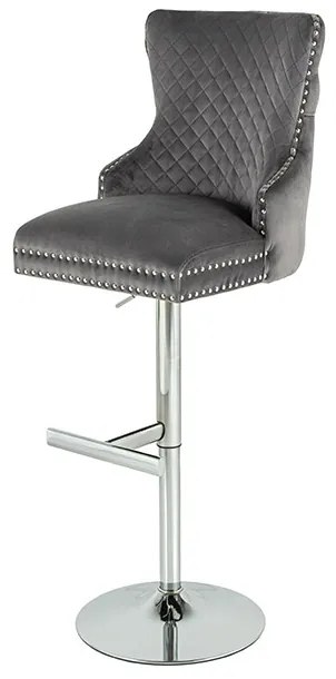 Designová barová židle Queen Lví hlava šedý samet