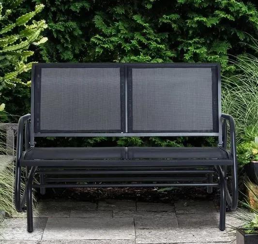 Goleto Zahradní kovová houpací lavička 123 x 80 x 88 cm | černá