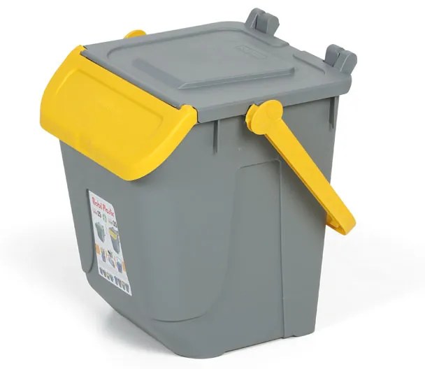 Plastový odpadkový koš na třídění odpadu ECOLOGY, 25 l, šedá/žlutá