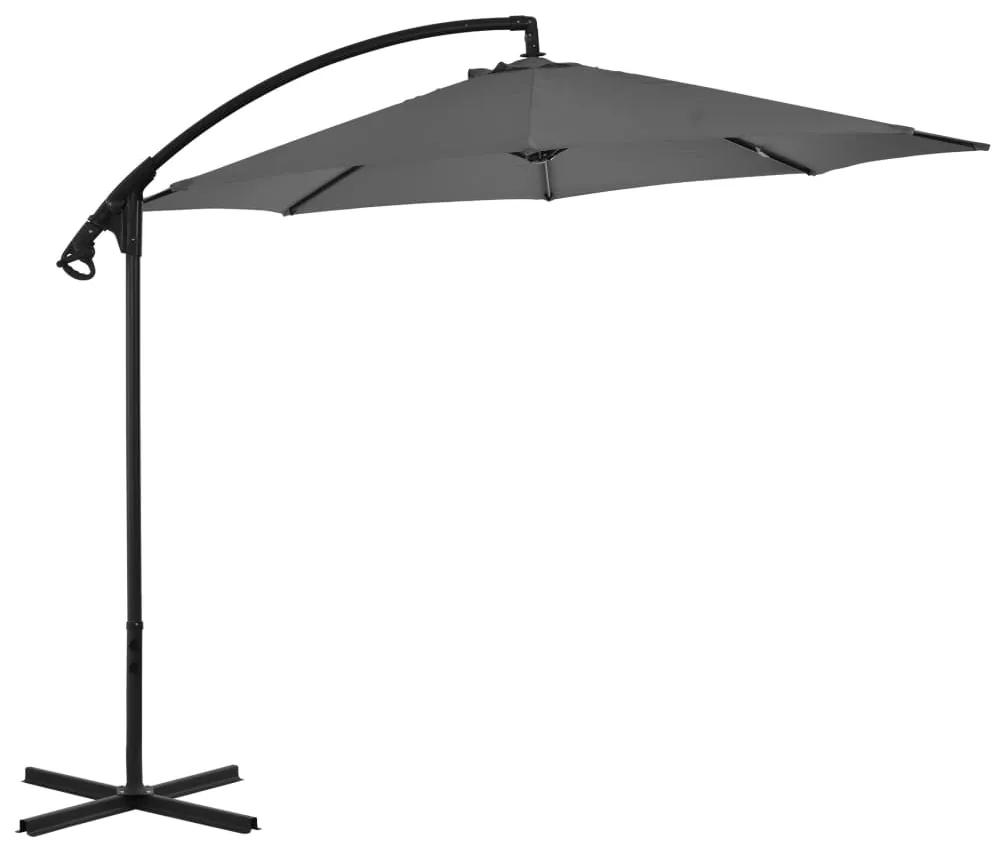 vidaXL Konzolový slunečník s ocelovou tyčí 300 cm antracitový