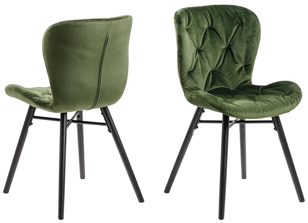 ACTONA Sada 2 ks − Židle Batilda A1 zelená 82.5 × 47 × 53 cm