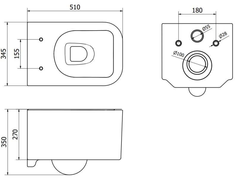 Mexen Fenix XS-F, podomítkový modul a závěsné WC Elis, bílá, 6803391XX00