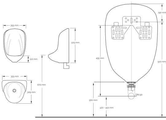 EcoStep 30013 - Bezvodý pisoár P10 keramika/bílá