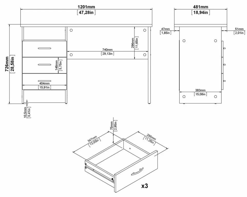 Psací stůl Felix, dub sonoma