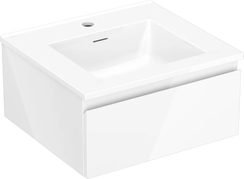 Mexen Orio, koupelnová skříňka 50 cm s umyvadlem Otis, 1 zásuvka, bílá lesklá, 91A10-05023-1-BF00-W18M00