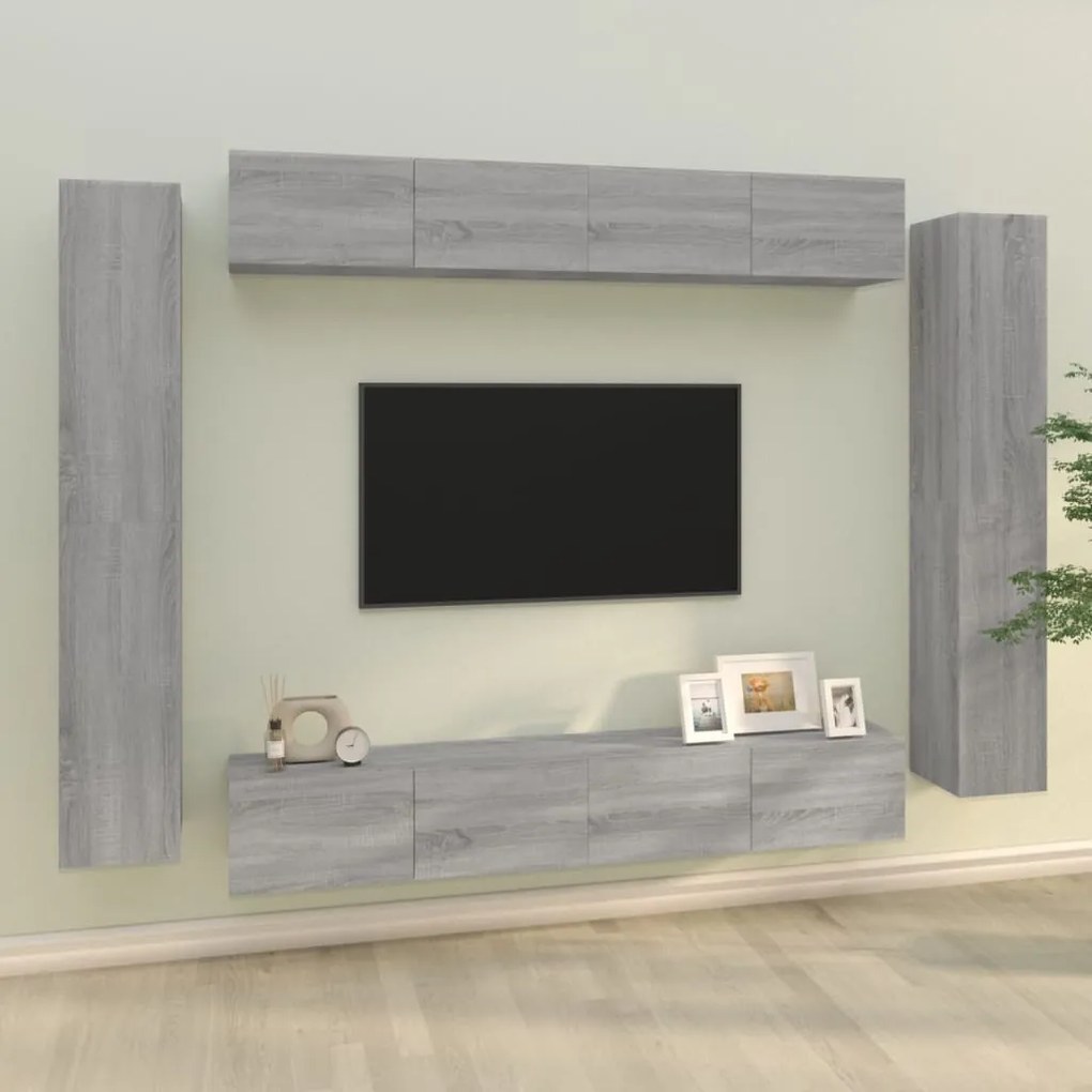 8dílný set TV skříněk šedý sonoma kompozitní dřevo 3114300