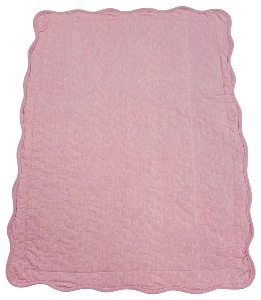 Přehoz bavlněný Deluxe jednobarevný Světle růžový TiaHome - 140x220cm + 1ks 50x70cm