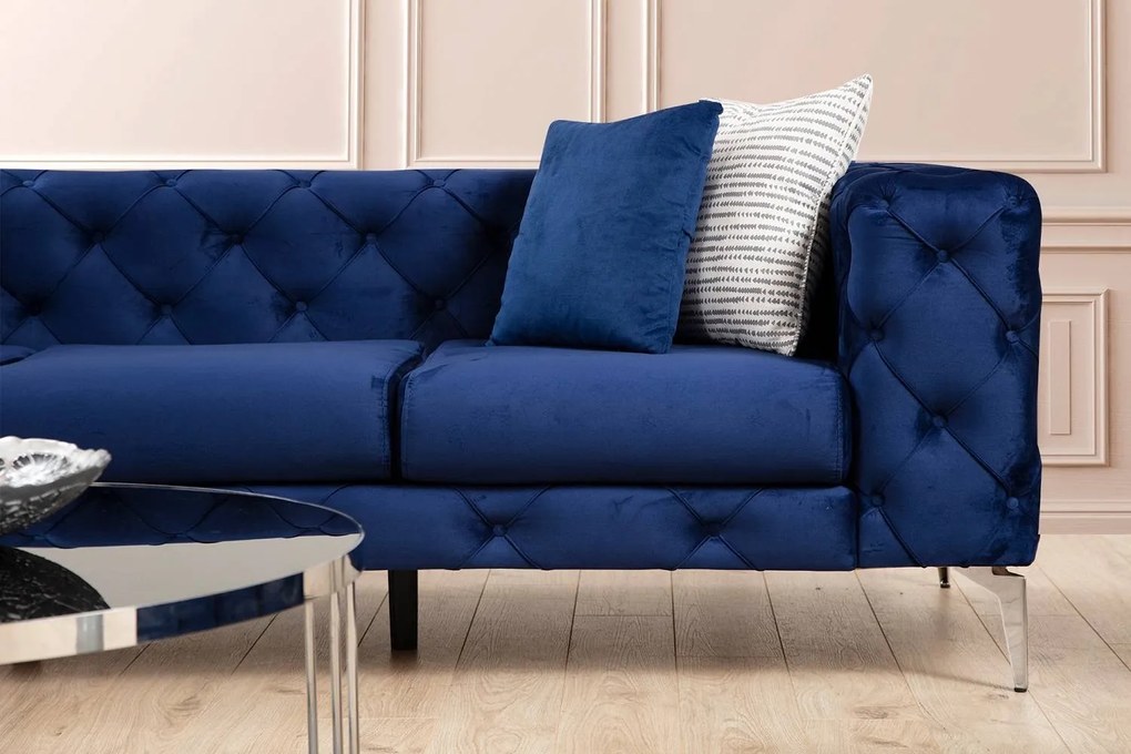 Designová sedačka Rococo 197 cm tmavě modrá