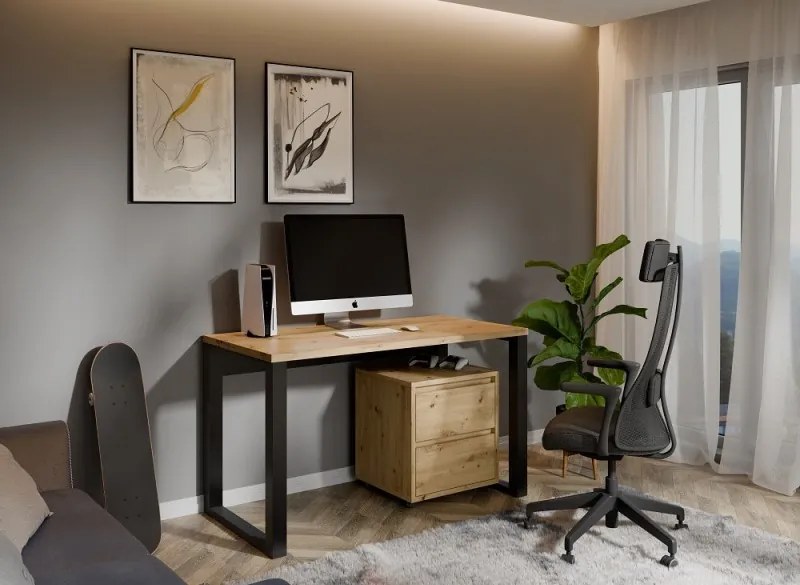 Mdx Kancelářský stůl LOFT MAXI, 130 cm Černá/Dub Artisan