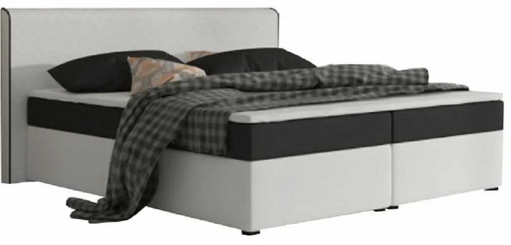 Komfortní postel Tempo  Kondela, černá látka / bílá ekokůže, 160x200, NOVARA KOMFORT