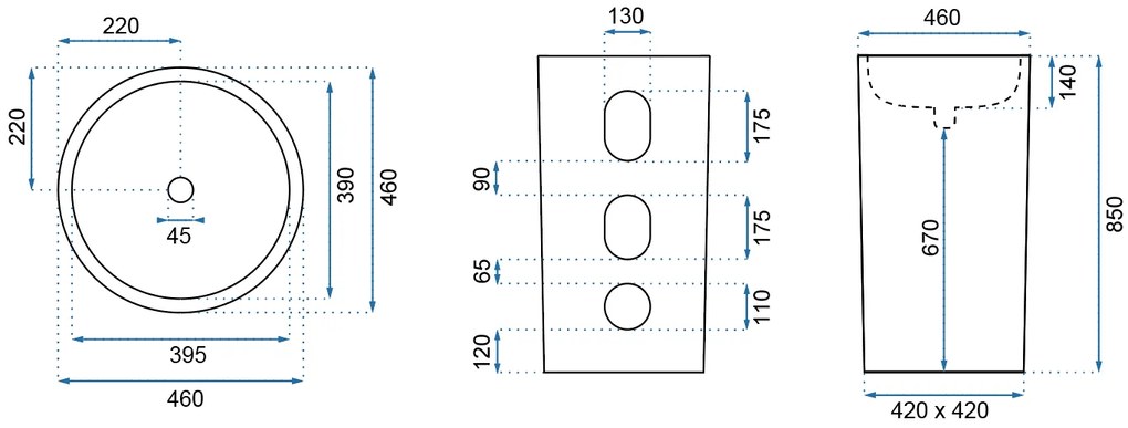 Volně stojící keramické umyvadlo REA ESTERA, bílé
