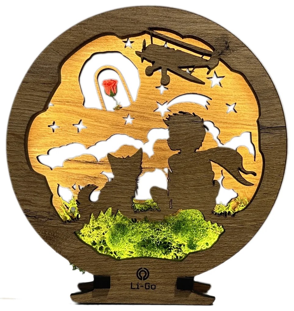 Li-Go "Malý princ s růží" lampa 20x22cm provedení povrchu: dub světlý