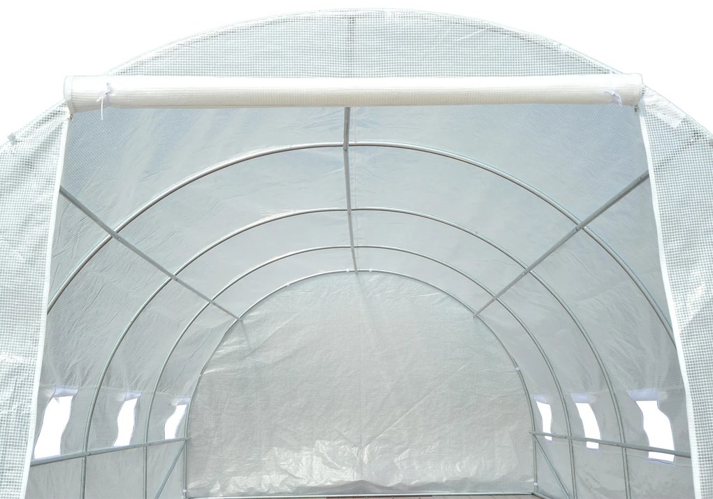 Outsunny skleník Velký fóliový skleník, 600x300x200cm, pro rostliny a zeleninu, odolný proti povětrnostním vlivům