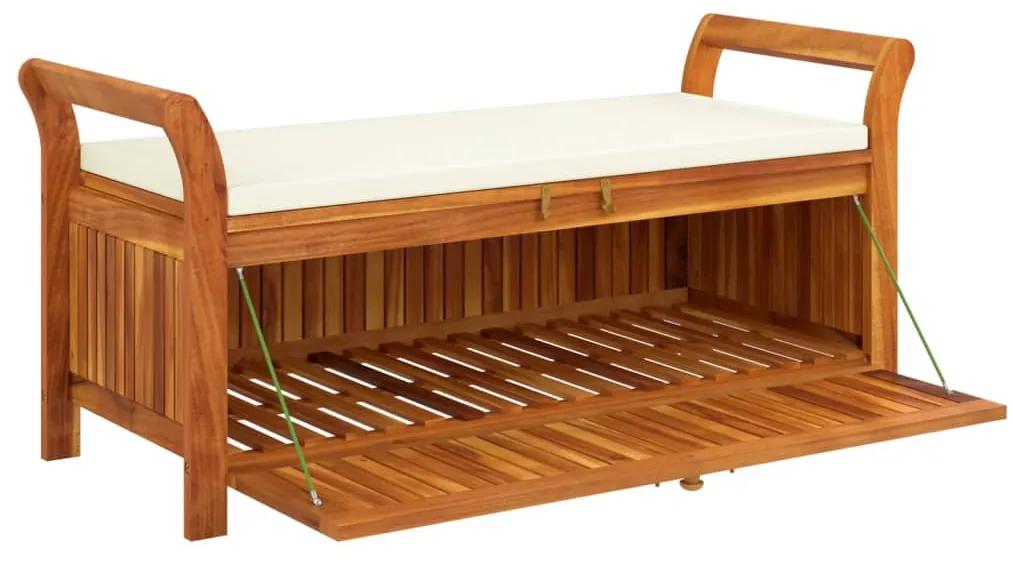 Zahradní úložná lavice s poduškou 126 cm masivní akáciové dřevo,  319715