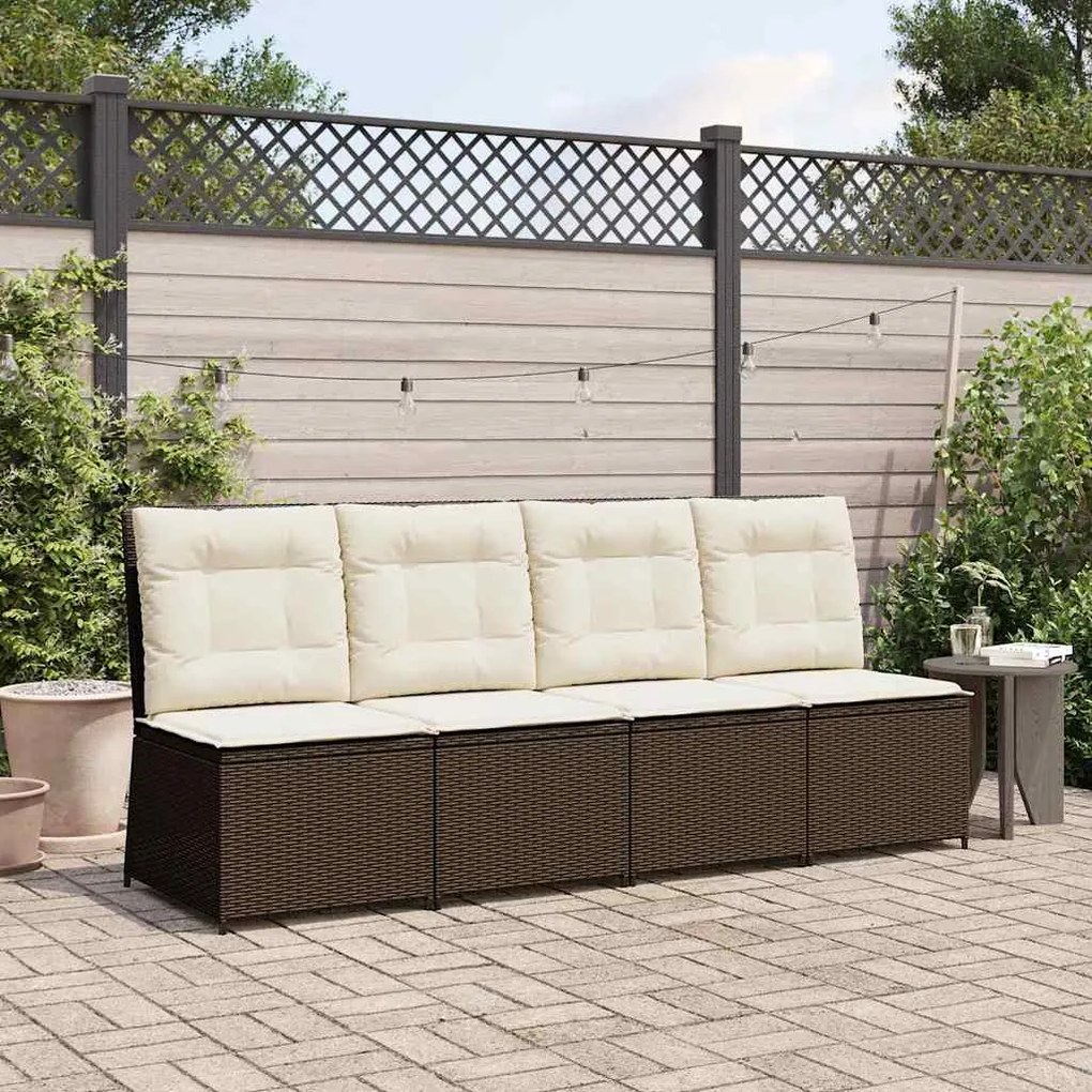 Zahradní sofa s polštářem Černá a krémově bílá polyratan 3394477
