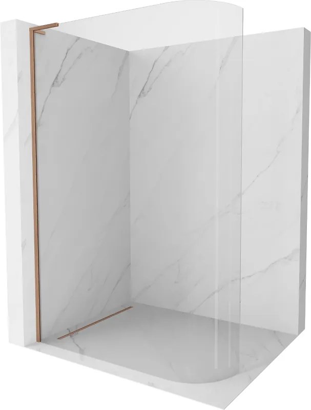 Mexen Kioto L, sprchová zástěna Walk-In 120 x 200 cm, 8mm čiré sklo, měděný matný profil, 800-120-103-65-06