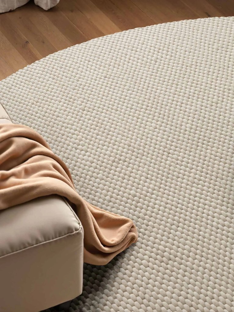 ELLE Decoration, Kusový koberec Lyon Beans 106314 Natural Cream kruh z kolekce Elle, 200x200 (průměr) kruh, bílá, ložnice