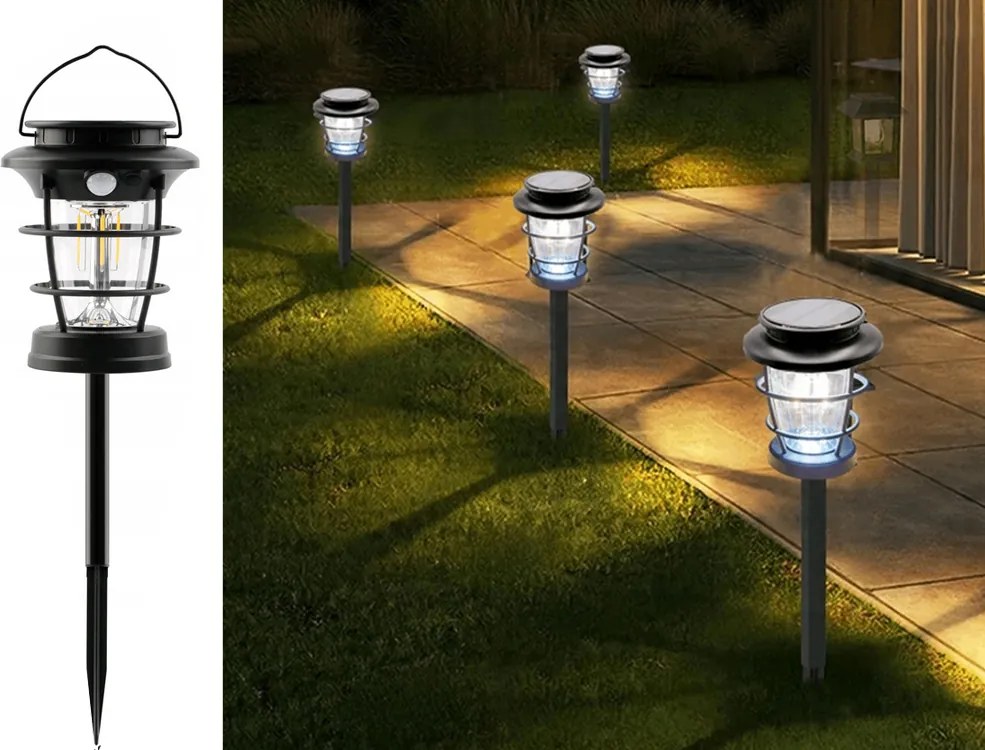 Verk Group Solární kempování lucerna vedla zahradní lucerna usb soumrak pohybový senzor