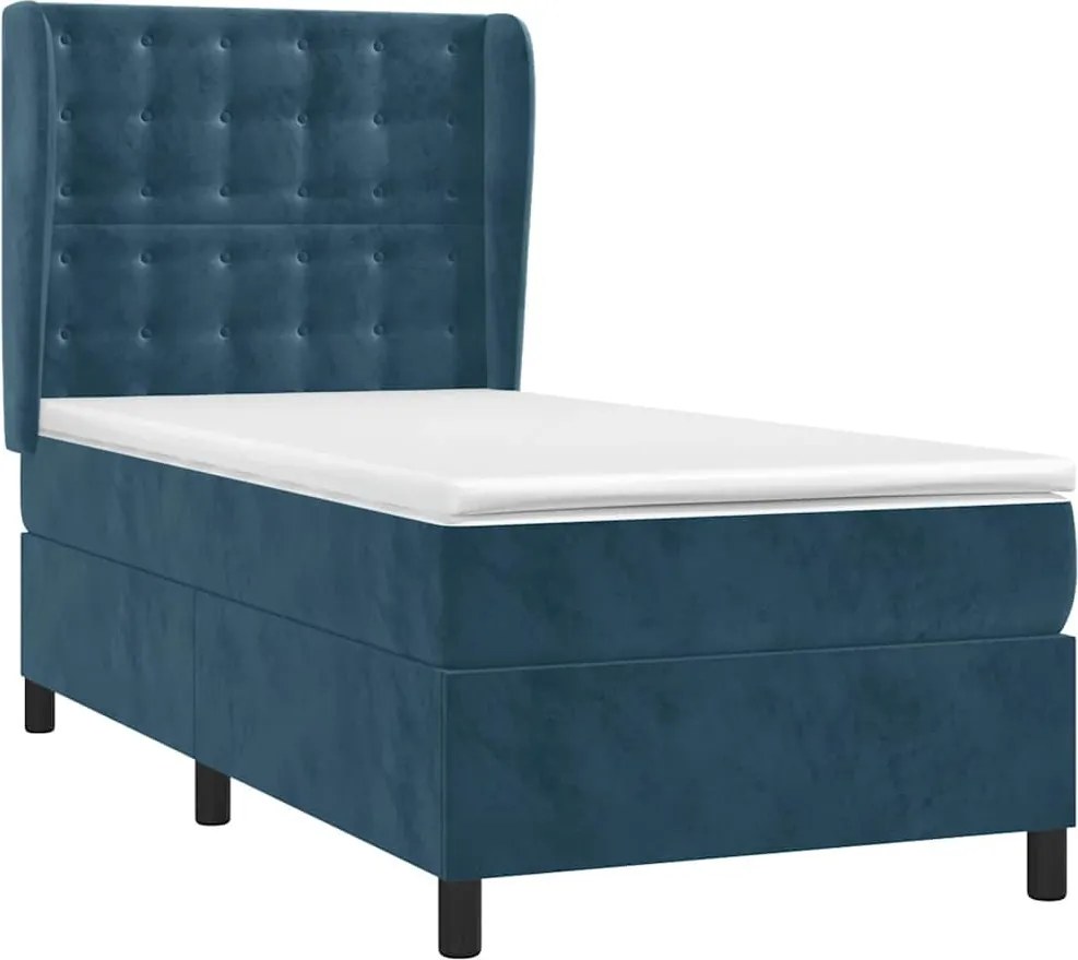 Box spring postel s matrací tmavě modrá 80 x 200 cm samet 3129421