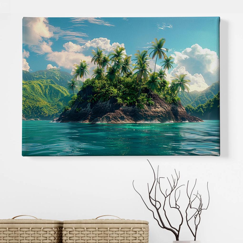 Obraz na plátně - Skalnatý palmový ostrov FeelHappy.cz Velikost obrazu: 60 x 40 cm