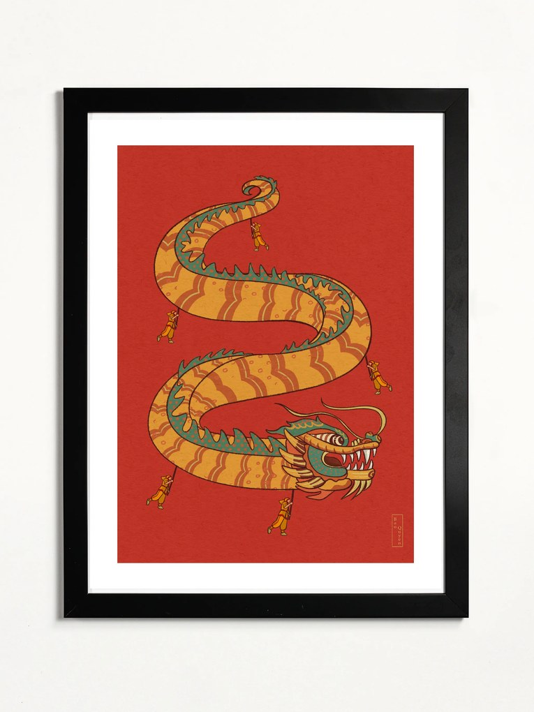 Bao Quyen | Dragon Dance Rám: Bílý, Velikost: 30 x 20 cm