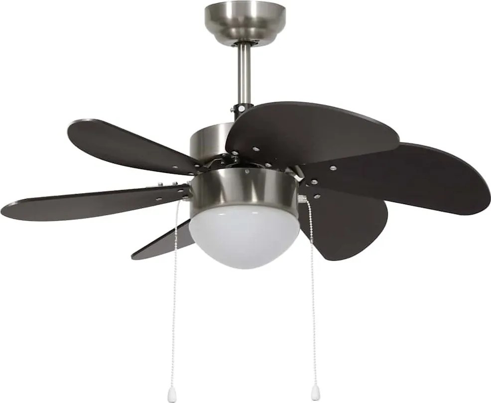 vidaXL Stropní ventilátor se světlem 76 cm světle hnědý [51489] Barva: tmavě hnědá