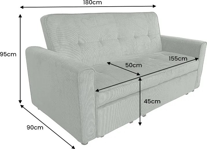 Designová rozkládací sedačka Zaragoza 180 cm zelený manšestr