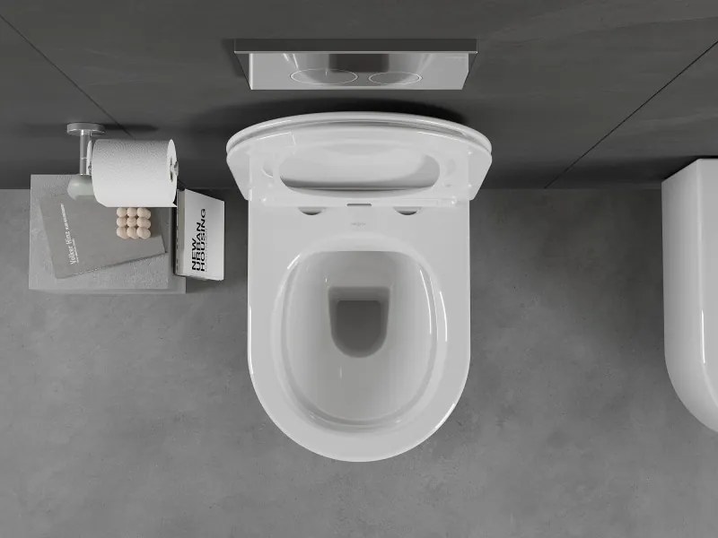 Mexen Sofia, závěsná WC mísa 490x360x355 mm, Rimless Tornádo + toaletní WC sedátko z duroplastu, bílá lesklá, 30540400