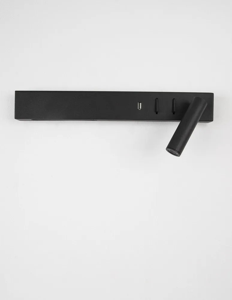 Matně černé kovové LED nástěnné svítidlo s ohybatelnou konstrukcí/s USB portem Vida – Nova Luce