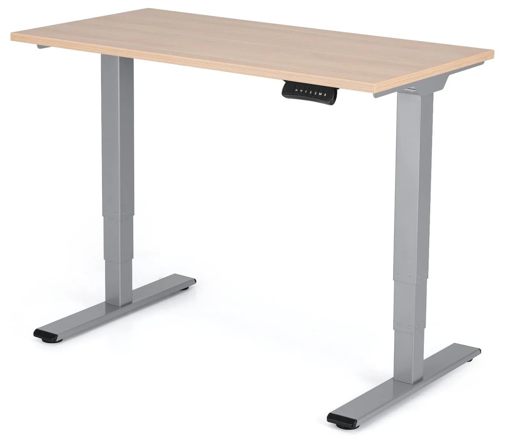 Výškově nastavitelný stůl Liftor 3segmentové nohy šedé,   deska 1180 x 600 x 25 mm světle hnědá