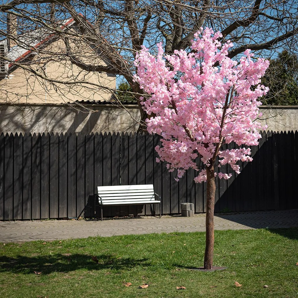3D umělý strom Sakura 300 × 200 cm, růžová dekorace, IP44 venkovní, kov a plast