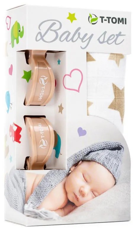 T-tomi Baby set - bambusová osuška + kočárkový kolíček Zebra