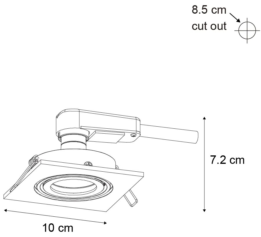 Sada 6 moderních zapuštěných bodových svítidel Gunmetal GU10 50mm kulatá naklápěcí - Qure