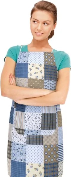 Bellatex Kuchyňská zástěra ADÉLA zástěra 67x84 cm Patchwork modrá