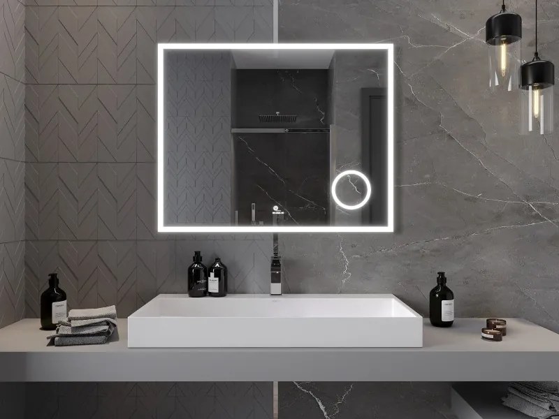 Mexen Kala koupelnové zrcadlo s osvětlením a kosmetickým zrcátkem 100 x 80 cm, LED 6000K, proti mlze - 9820-100-080-611-00