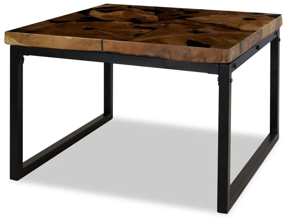 Konferenční stolek, teak a pryskyřice, 60x60x40 cm - Default Title