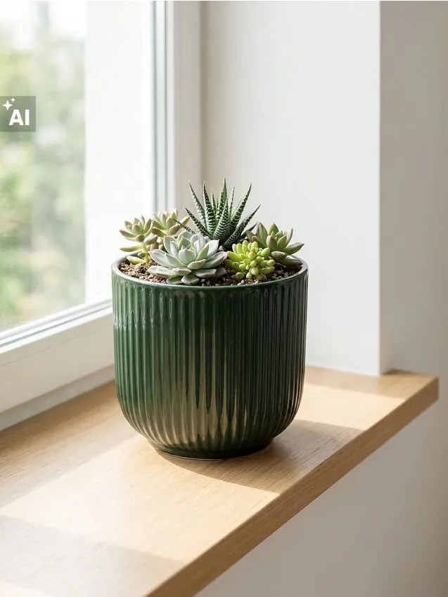Sinsay - Rýhovaný květináč - zelená